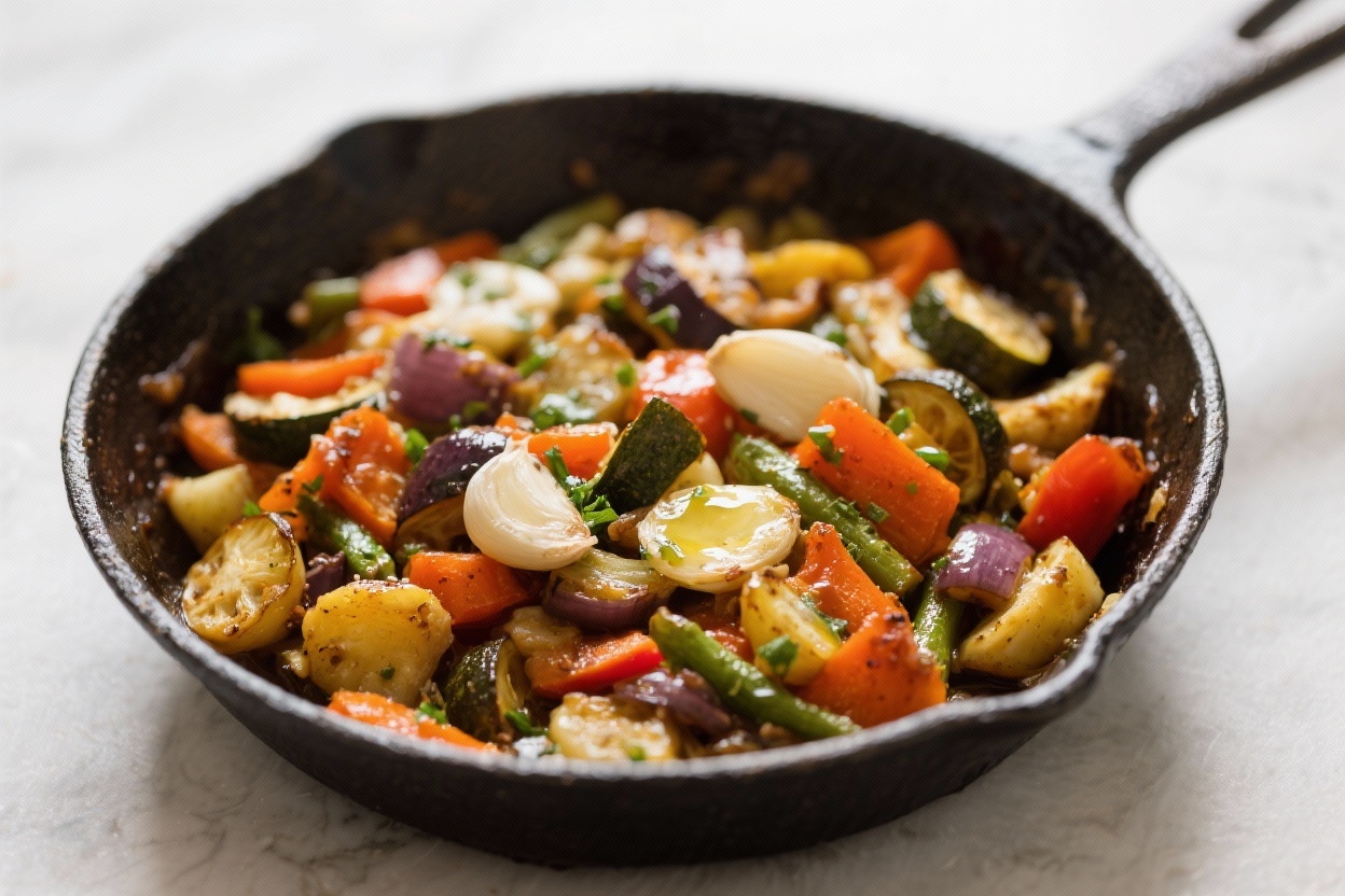Easy Vegetarian Dinner Recipe: One-Pan Garlic Butter Veggie Skillet ...